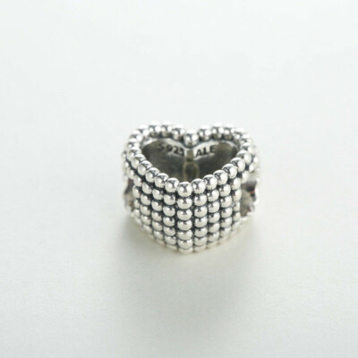 Authentic Pandora Sterling Silver Beaded Open Heart Charm 797516 | eBay