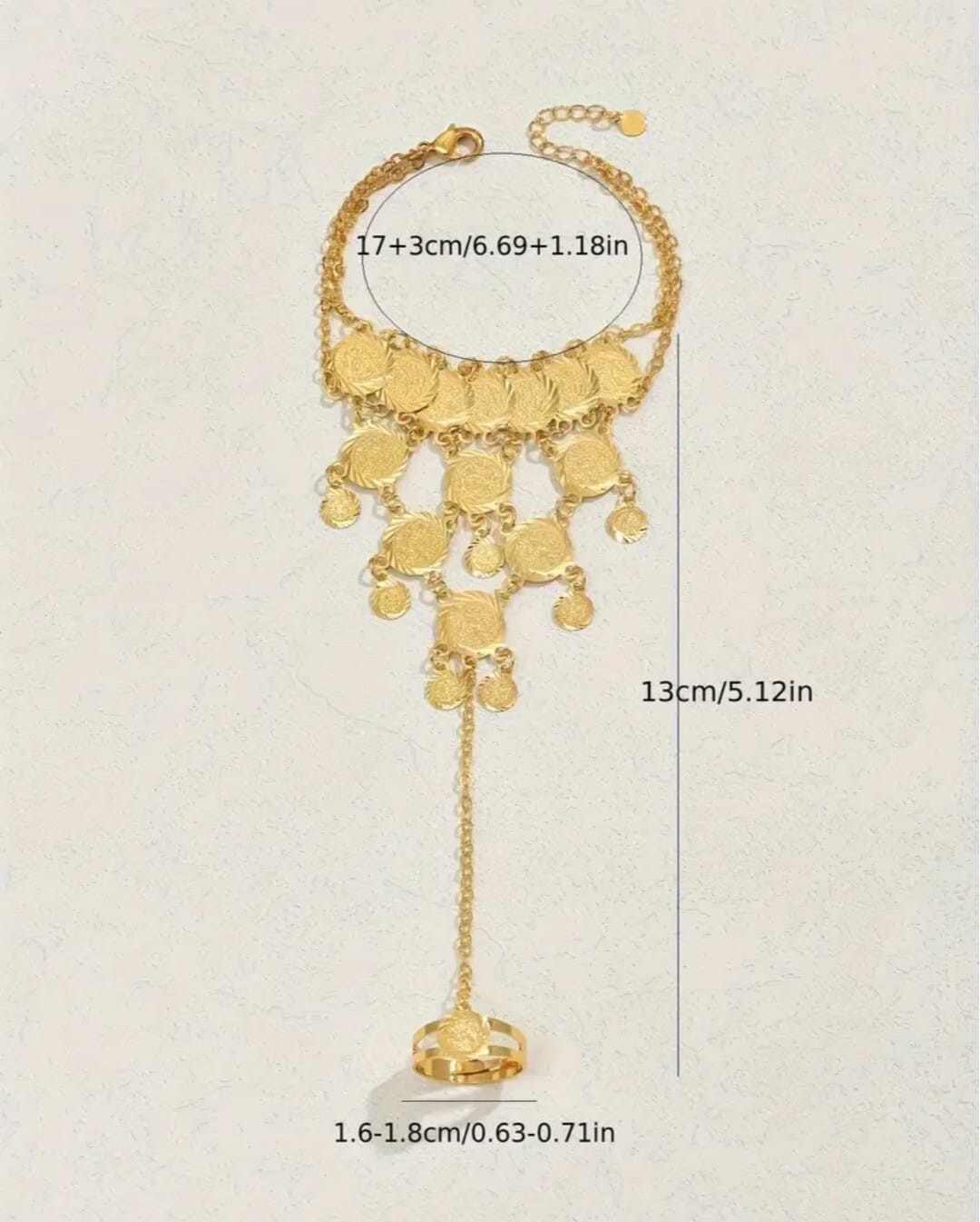 18K Gold Moroccon Hand Bracelet Dubai Gold Hand Jewelry Belt Dancing ...