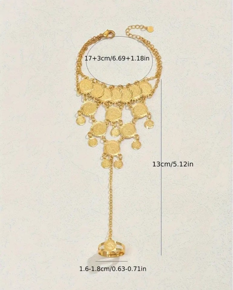 18K Gold Moroccon Hand Bracelet Dubai Gold Hand Jewelry Belt Dancing ...