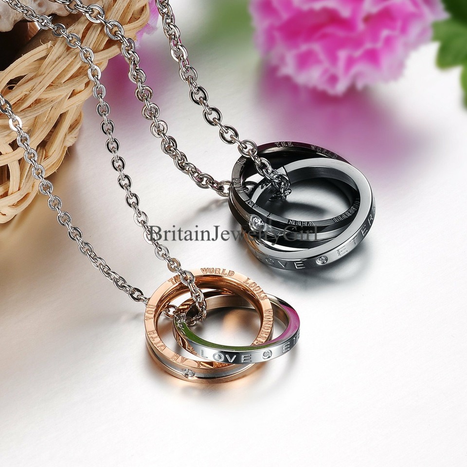 Interlocking Ring His and Hers Matching Promise Eternal Love Couples ...