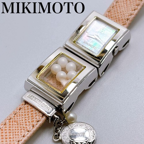 MIKIMOTO Pearl Watch Shell Ladies Watch 5P Used Working Double Bracelet ...