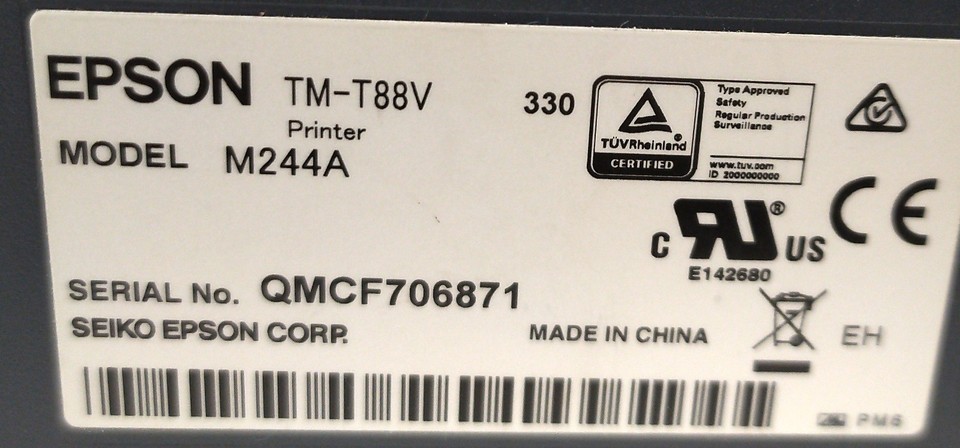 Epson TM-T88V M244A Thermal Receipt Printer Ethernet Interface Dark ...
