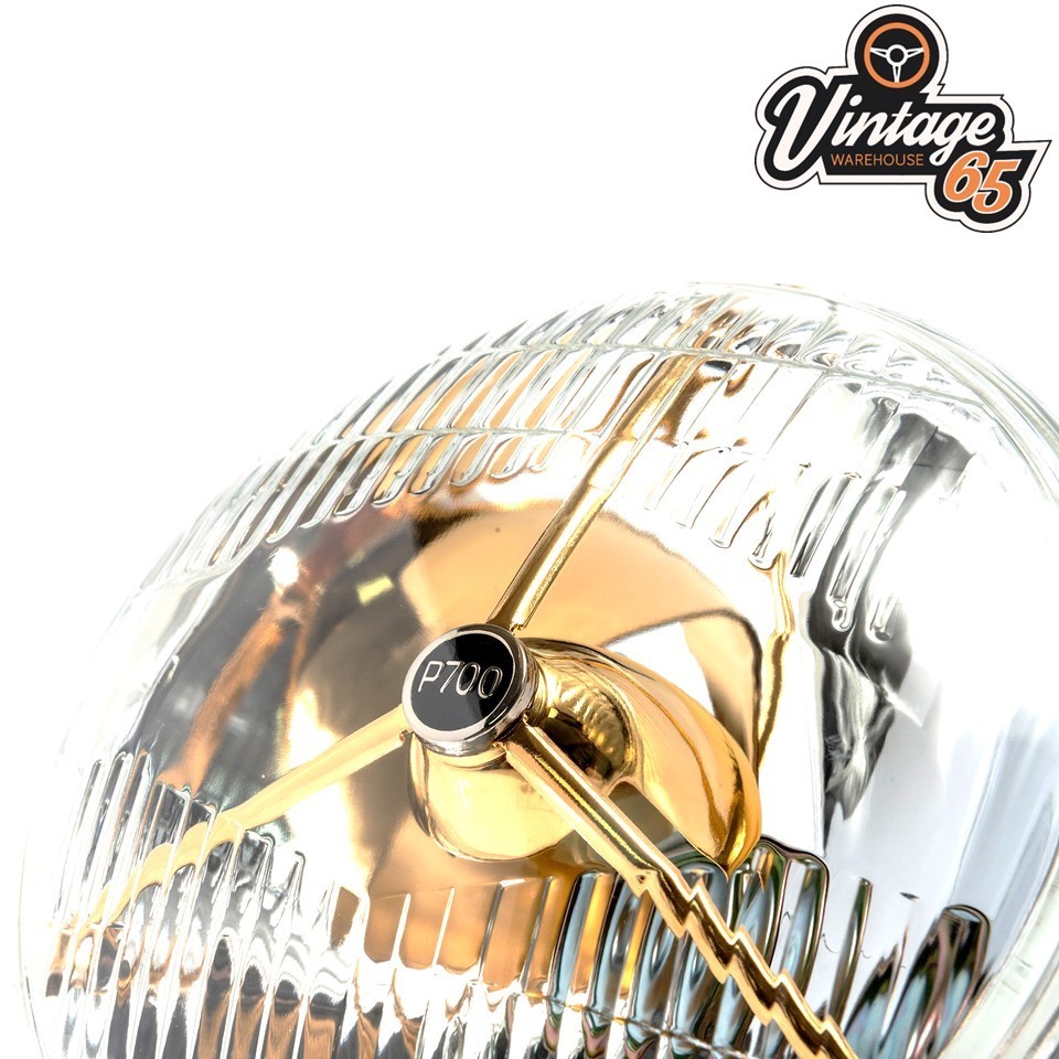 Classic Mini P700 Headlights 7" H4 Gold Tribar Halogen Conversion RHD ...