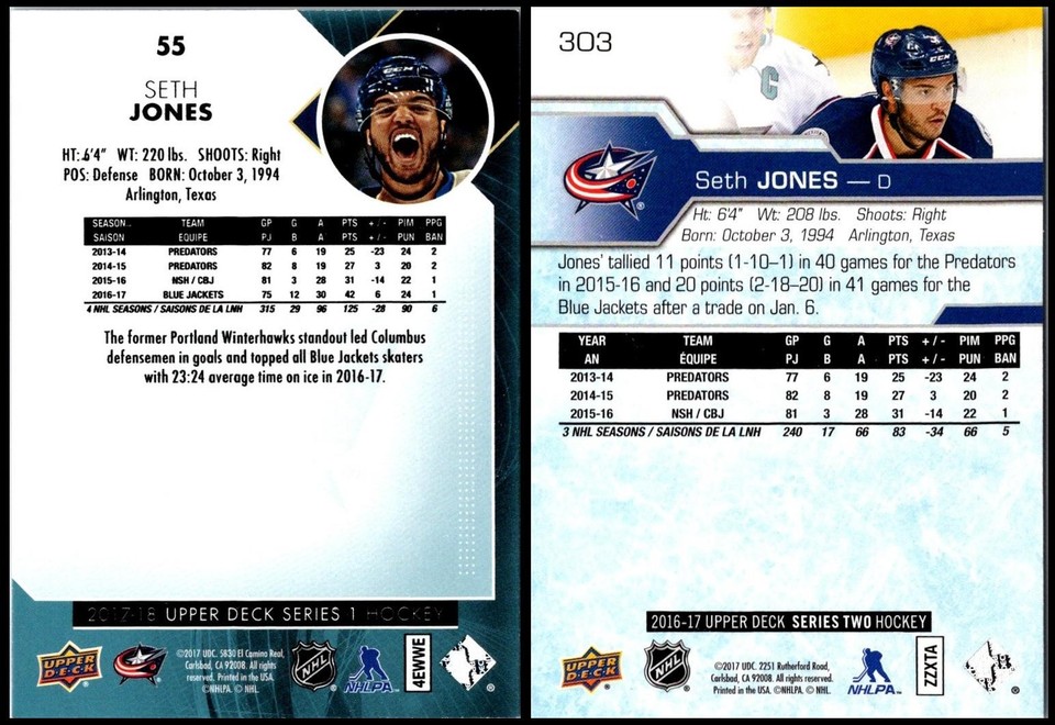 Seth Jones (2) Card Lot - THE ULTIMATE COLLECTOR'S PRIZE – ONLY FOR THE ...