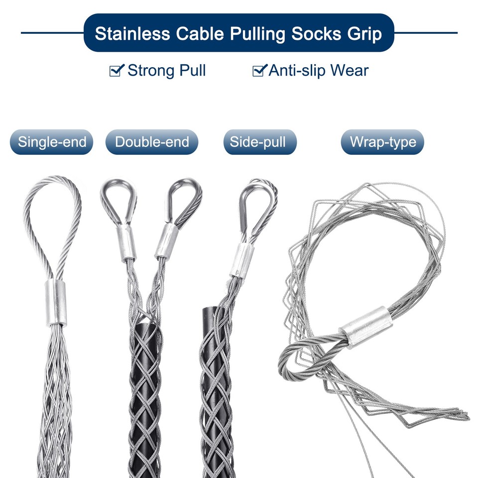 80-100mm Cable Pulling Socks Grip 2.8 m Stainless Wire Mesh Puller ...