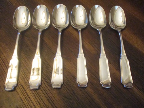 SET OF 6 SOUP SPOONS ANTIQUE PANEL Supreme Cutlery 18-8 KOREA Stainless ...