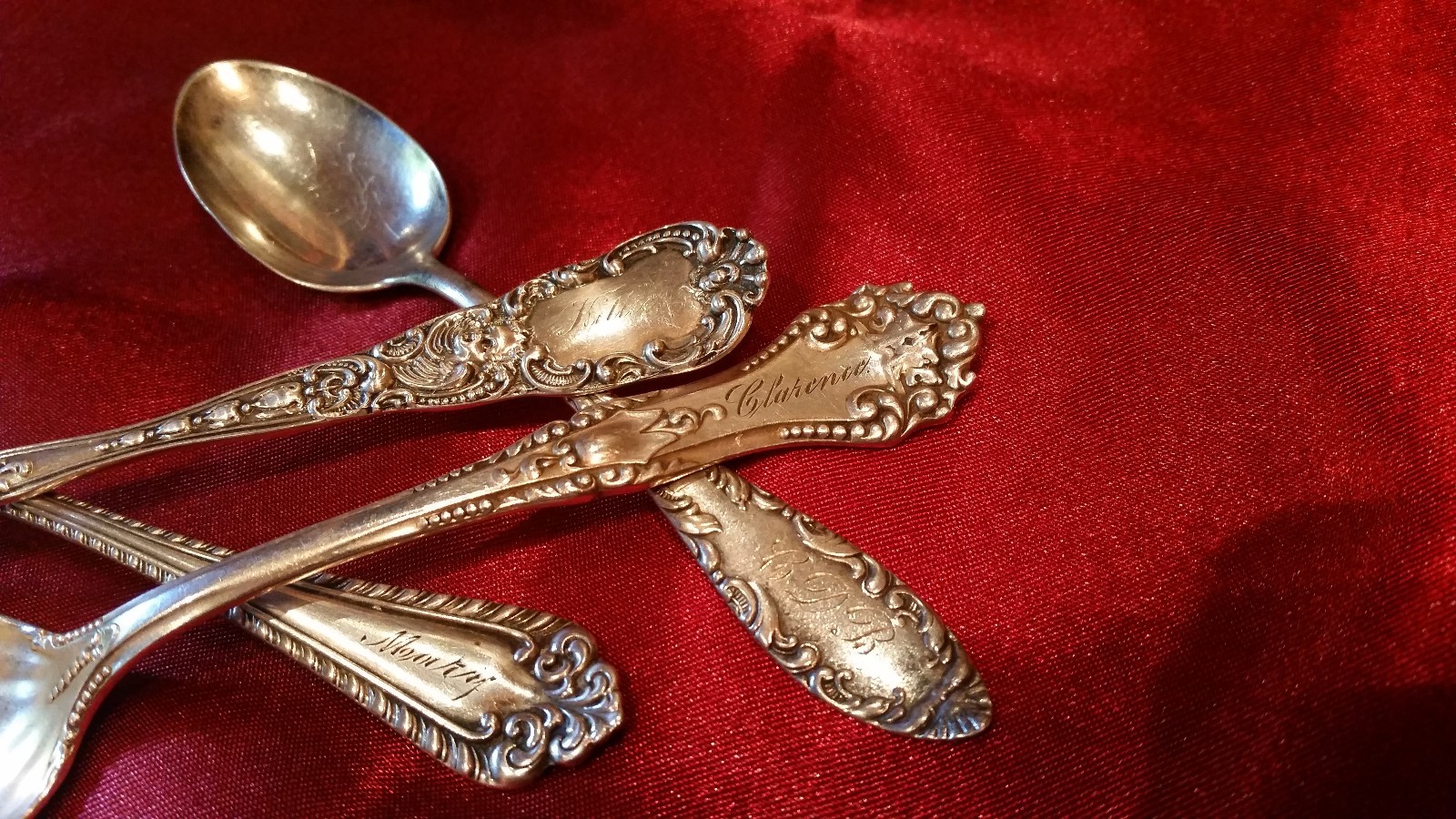 STERLING ANTIQUE 3 COLLECTIBLE TEASPOONS & 1 TEASPOON SILVER PLATE | eBay