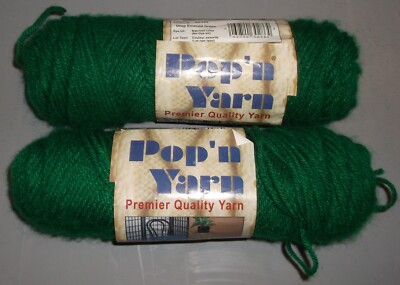 POP N YARN WORSTED TYPE YARN 2 SKEINS NEW OLD STOCK CROCHET EMERALD ...
