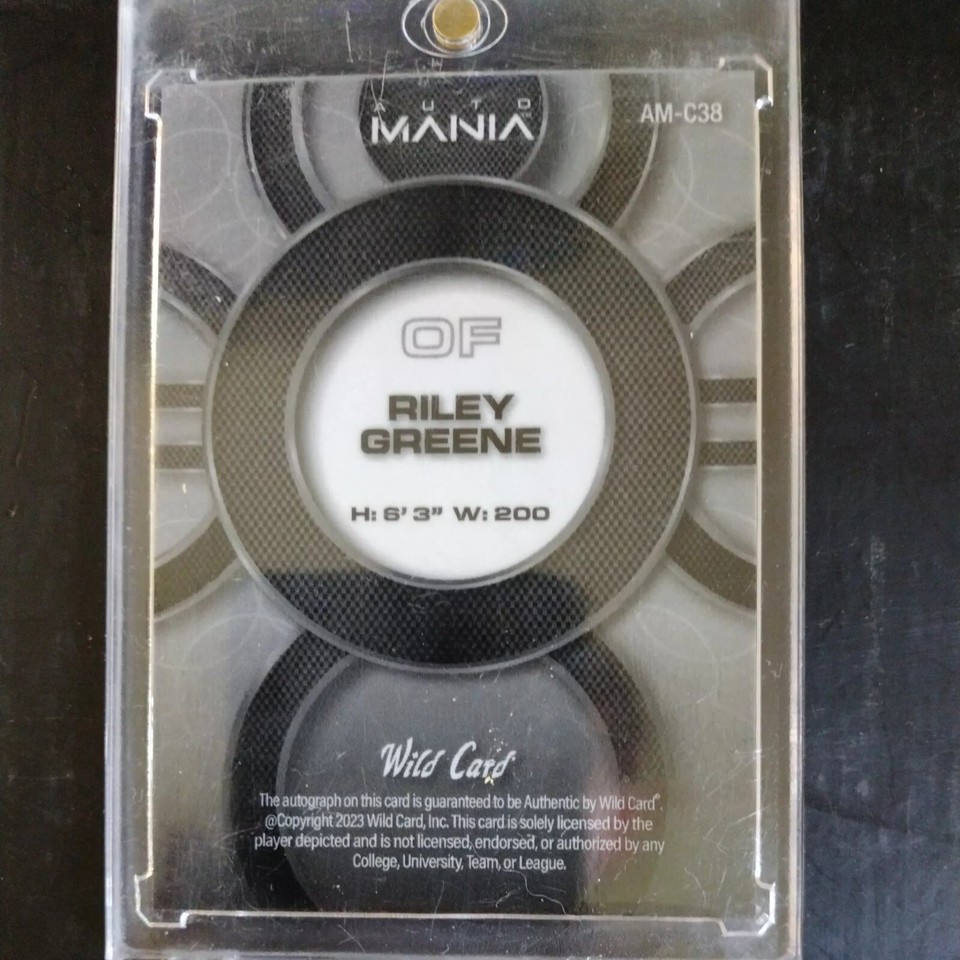 2023 Wild Card Mania Baseball Riley Greene Auto Autograph 8/8 Detroit ...