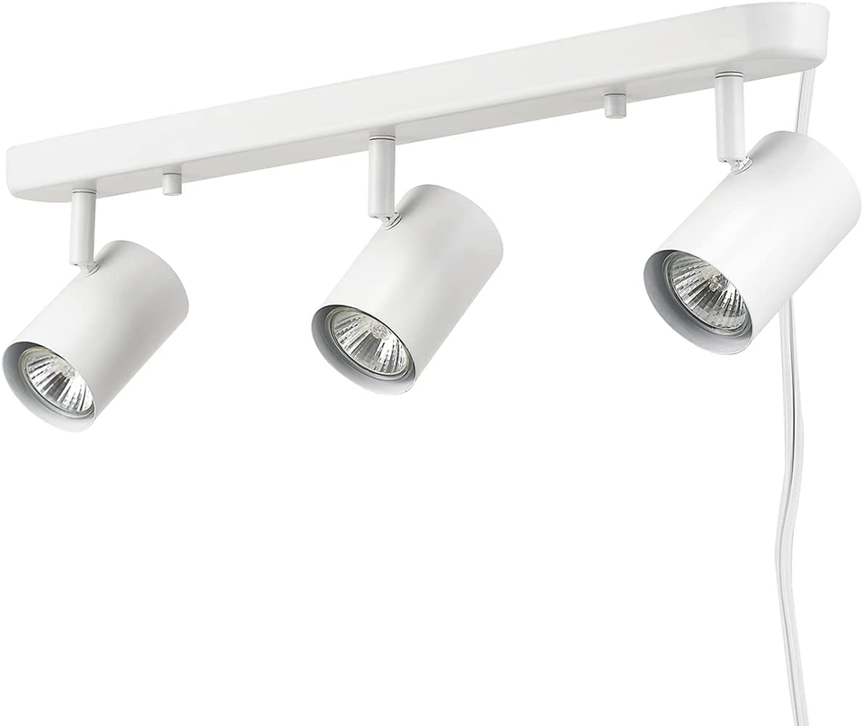 60024 3-Light Plug-In Track Lighting, Matte White, 15 Foot Cord, In ...