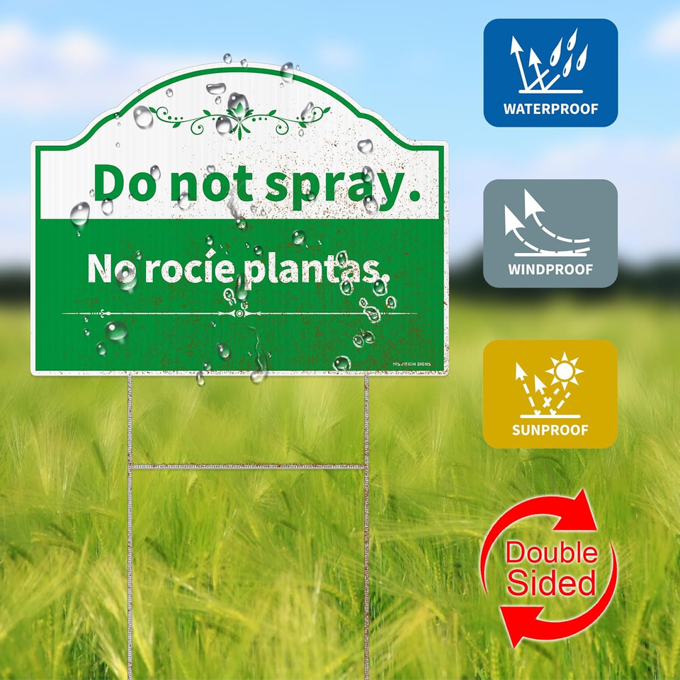 Do Not Spray Sign, Outdoor No Spray Pesticide Sign,Bilingual Plant Sign ...