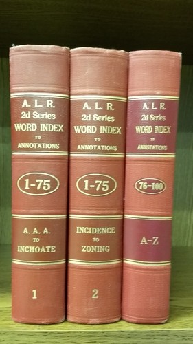ALR AMERICAN LAW REPORTS 2d Series WORD INDEX to Annotations SET 3 ...