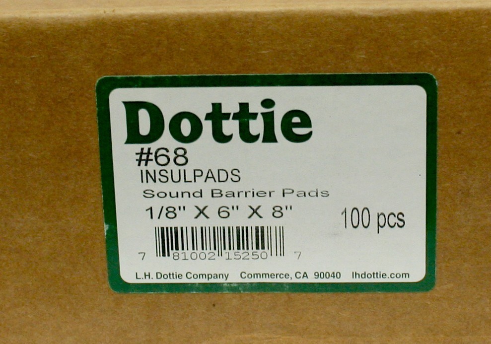 Dottie QTY (50) # 68 Insulpad Sound Barrier Pads **NEW** 1/8" x 6" x 8 ...