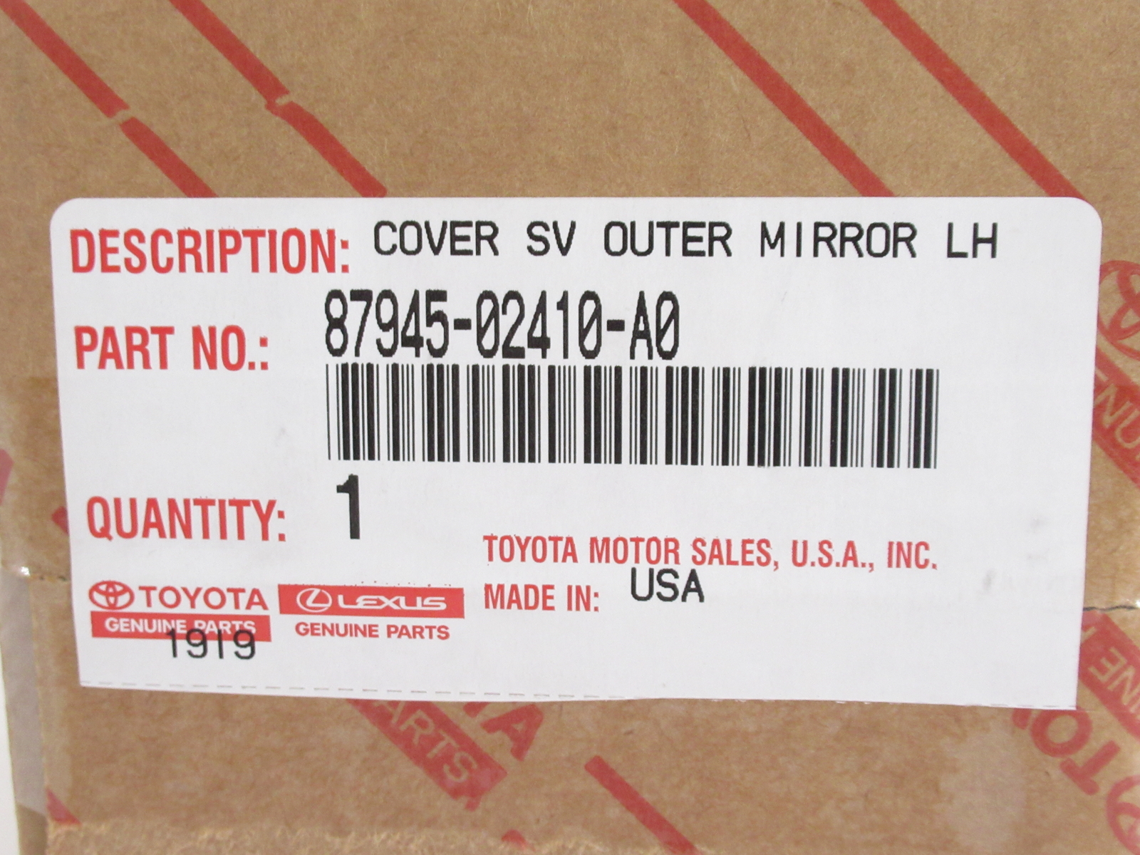 Genuine OEM Toyota 87945-02410-A0 Driver Side Mirror Cover White 2014 ...