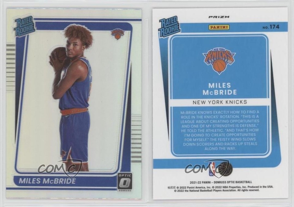 2021-22 Panini Donruss Optic Rated Rookie Holo Prizm Miles McBride #174 ...