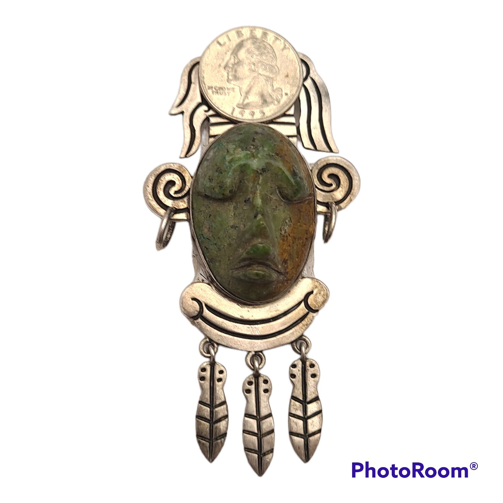 Early, huge CpJ Sterling Silver pin brooch Mayan Face Mex c1950s | eBay