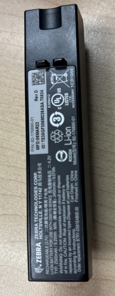 NEW Zebra LITHIUM ION BATTERY - P/N: BTRY-DS81EAB0E-00 - For DS8178 ...