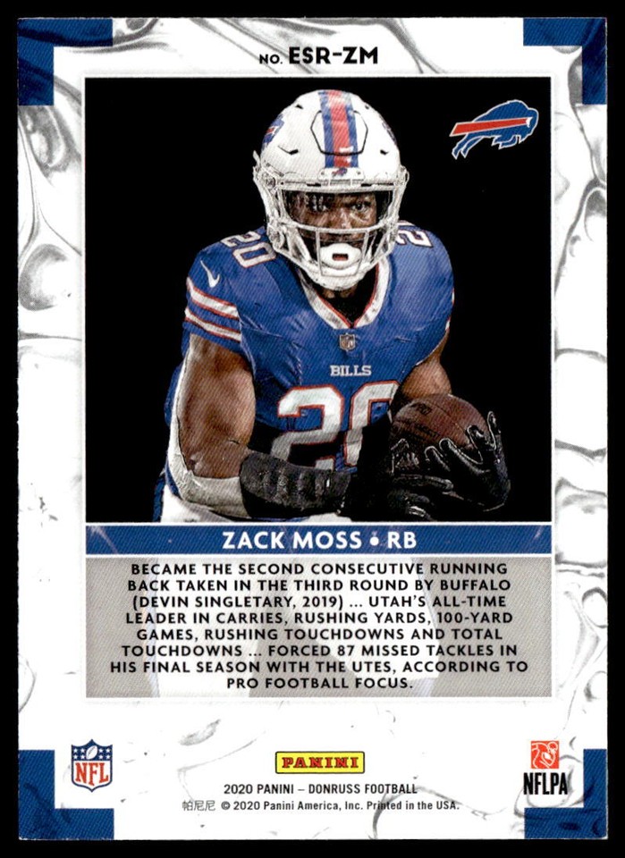 2020 Donruss #ESR-ZM Zac Moss Elite Series Rookies Buffalo Bills | eBay