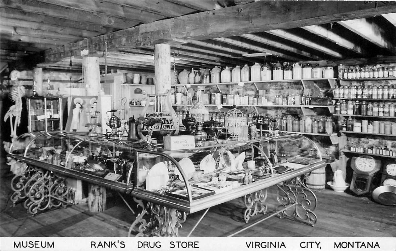 RPPC VIRGINIA CITY MT Museum Rank's Drug Store Interior Photo Postcard ...
