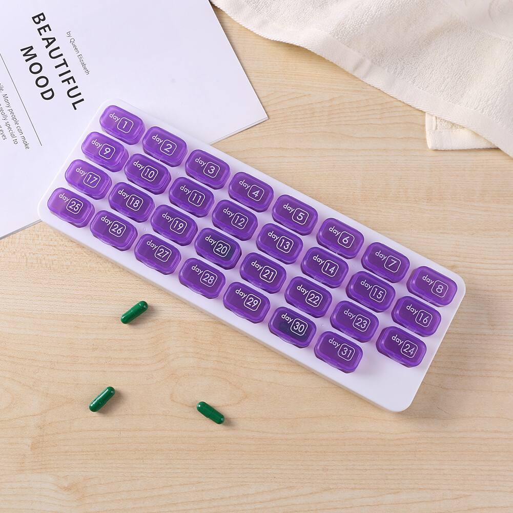 31 Grids Pill Box Case One Month Pill Medicine Container Organizer ...