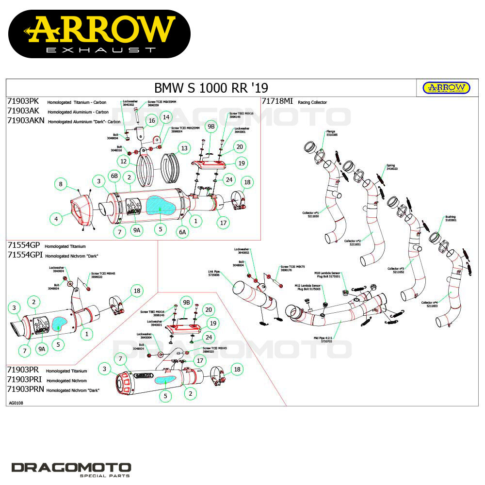 Header BMW S 1000 RR 2021 2022 ARROW RC | eBay