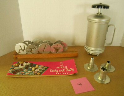 Vintage Mirro Cookie Cooky Press with Handle 12 Plates & 3 Pastry Tips ...