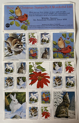 CHRISTMAS 1994 NWF NATIONAL WILDLIFE FEDERATION Christmas Stamps Full ...