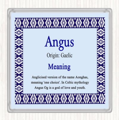 Angus Name Meaning Drinks Mat Coaster Blue | eBay UK