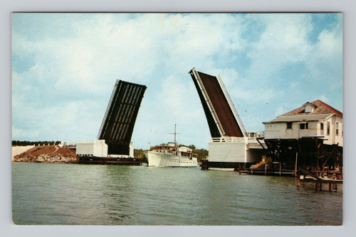 Postcard Jewfish Creek Draw Bridge Key West Florida FL Ship Boat Open ...