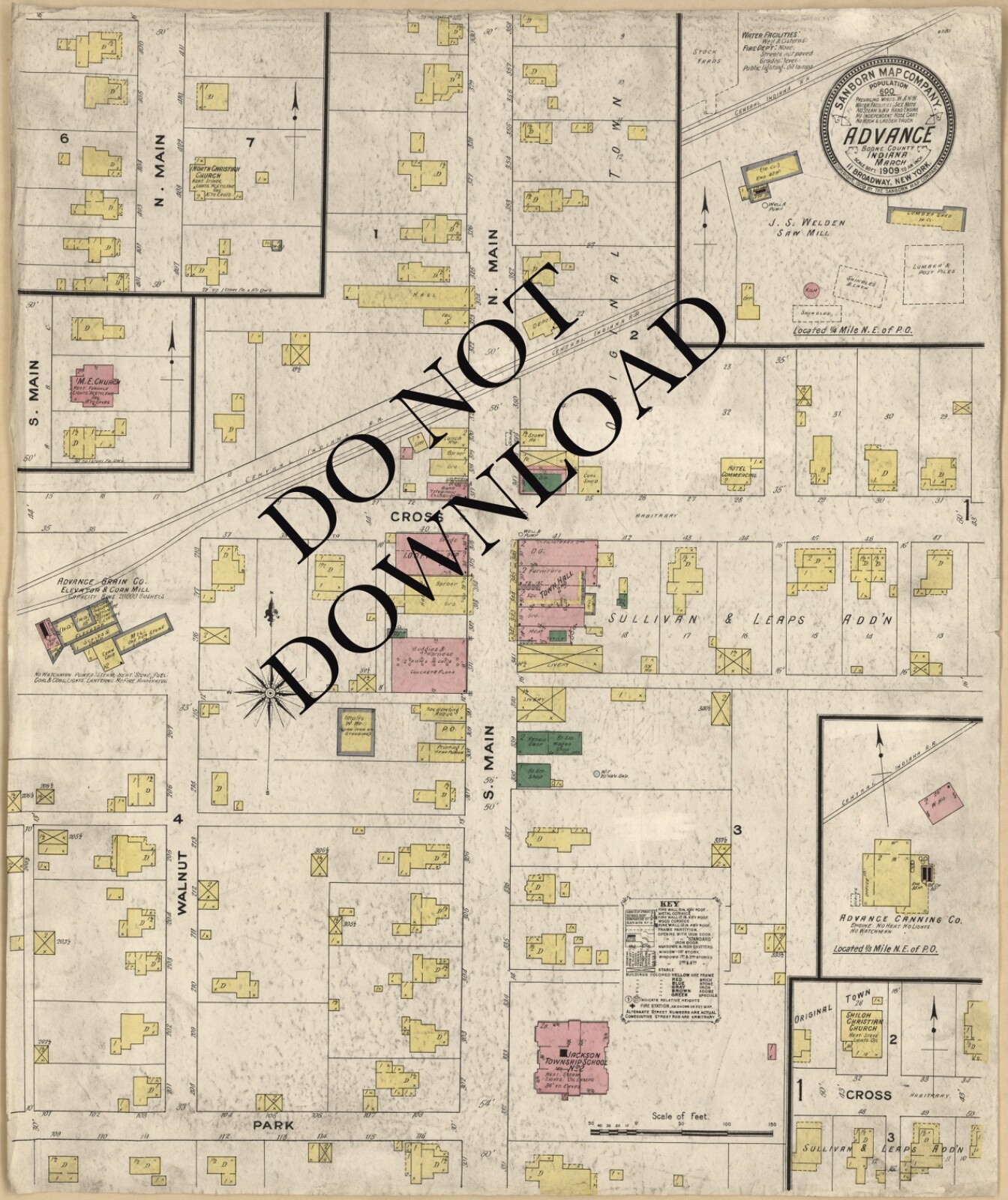 1896 Historical Fire Map of Arcadia Indiana Two Maps 16" X 20" VERY ...