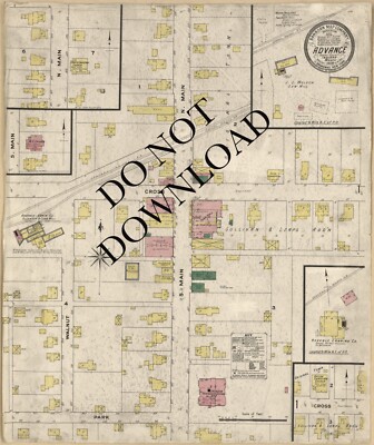 1896 Historical Fire Map of Arcadia Indiana Two Maps 16" X 20" VERY ...