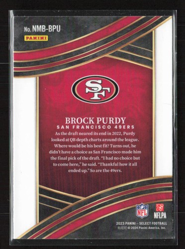 2023 Panini Select #NMB-BPU Brock Purdy Select Numbers San Francisco ...