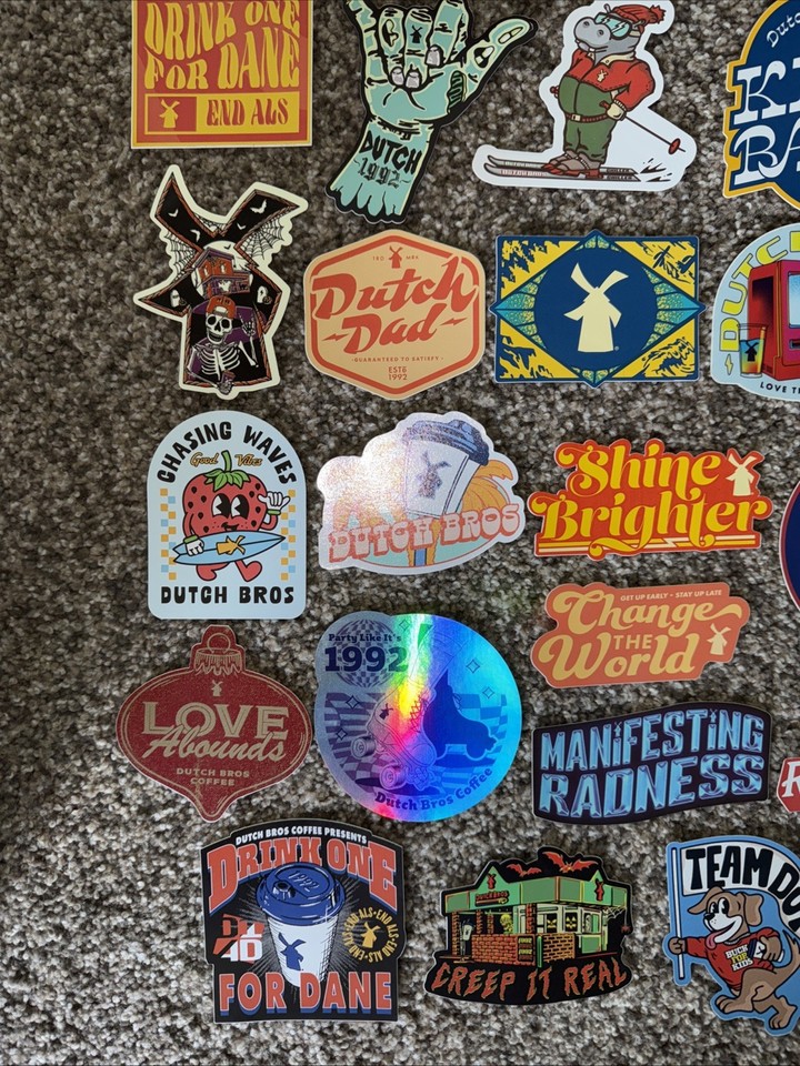 DUTCH Bros STICKER Lot COFFEE 36 Huge COLLECTOR Starter GROUP Set 2019 ...