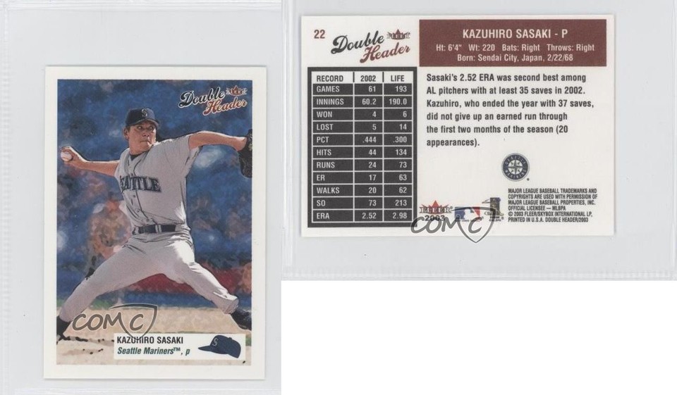 2003 Fleer Double Header Kazuhiro Sasaki #22 0d2 | eBay UK