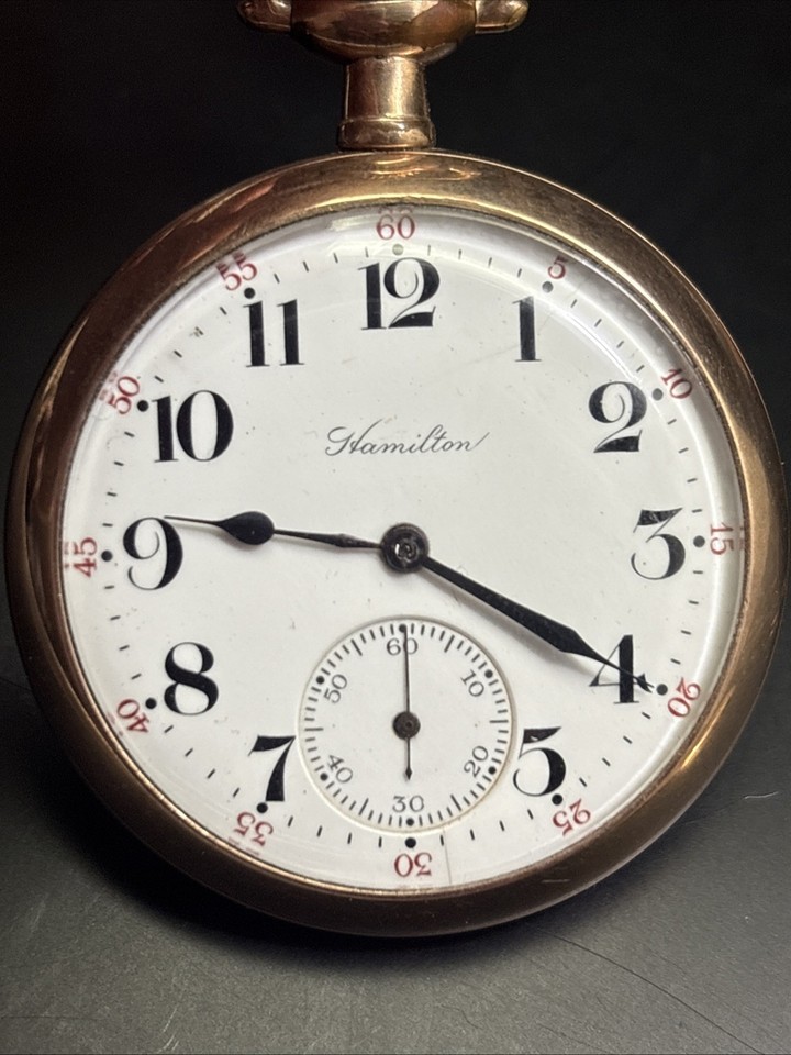 1910 Hamilton Model 1 Grade 972 16S 17 Jewels Gold Filled Pocket Watch ...
