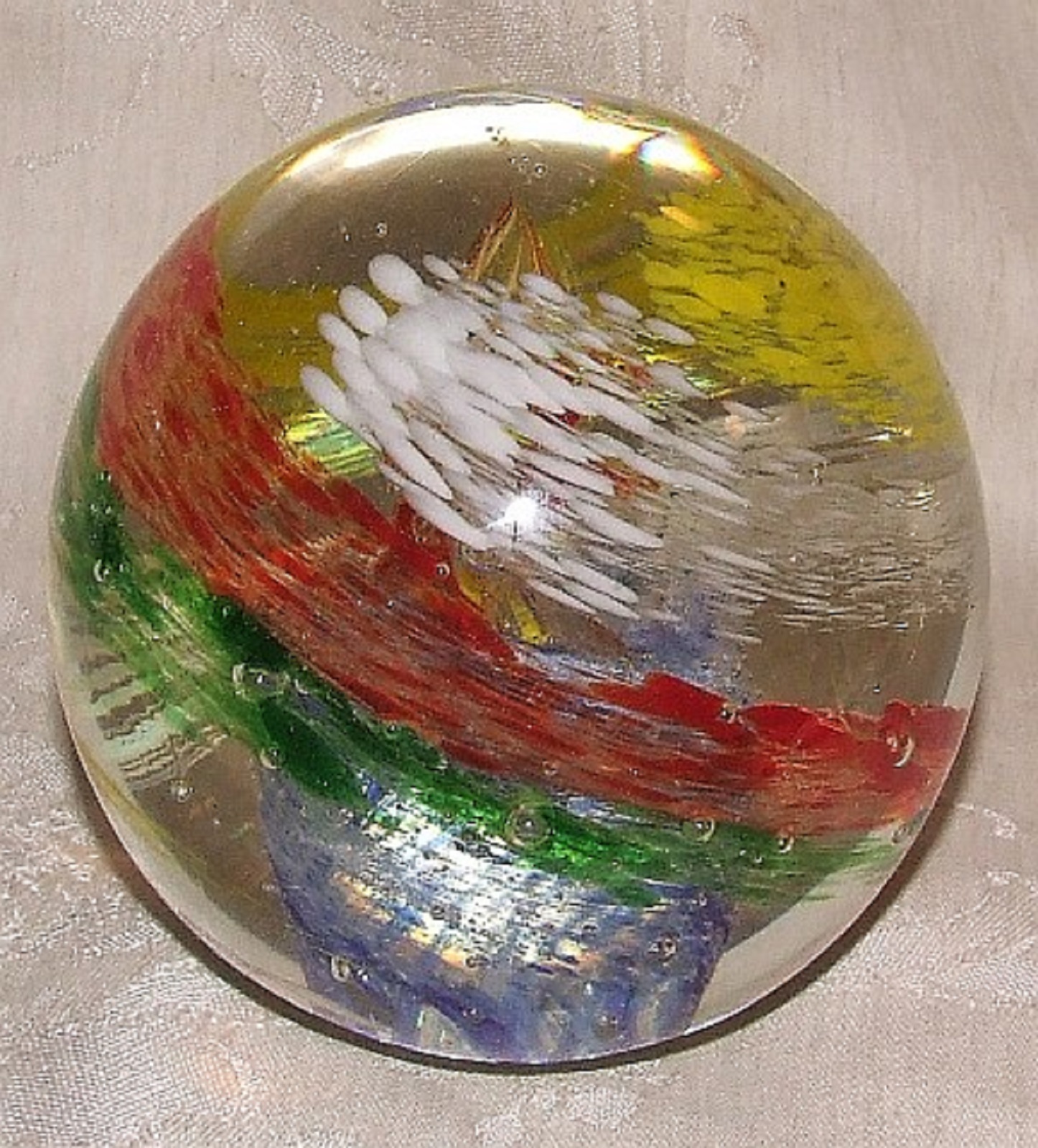 Unsigned Vintage 1970s 3" PAPERWEIGHT Multi Color Swirls in Primary ...