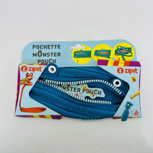 Zipit Pencil Pouch Zipper Bag Blue NEW Travel Pen Case Classic Monster ...