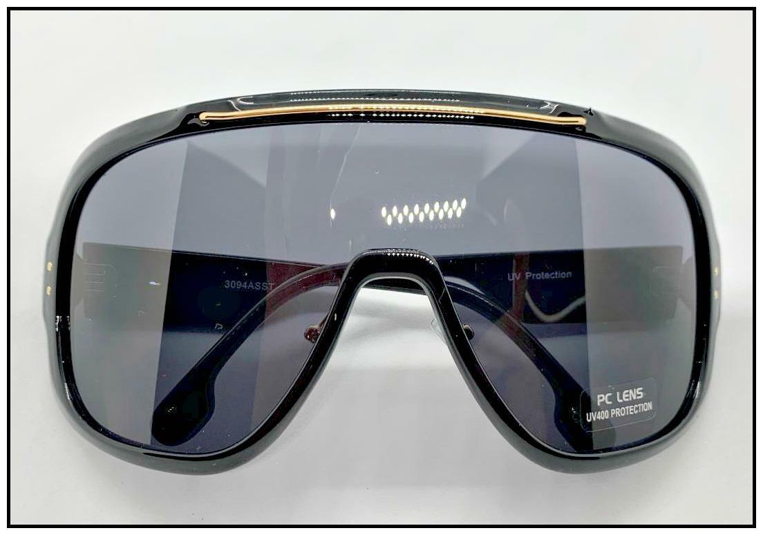 OVERSIZED EXAGGERATED RETRO SHIELD Style SUNGLASSES Large Huge Black ...
