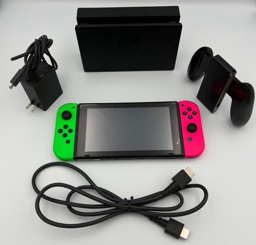 Nintendo Switch Console HAC-001 W/ Joy-Con Dock Grip Charger HDMI ...