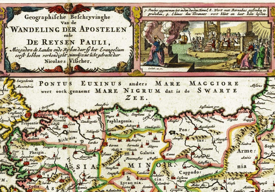 1642 Map Apostle Paul's Journey from Jerusalem to Rome 11x16 Christian ...