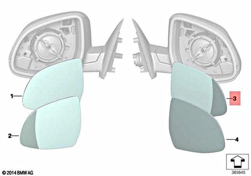 Genuine BMW X3 X4 M F25 F26 X3 18d Mirror Glass Heated Convex Right ...
