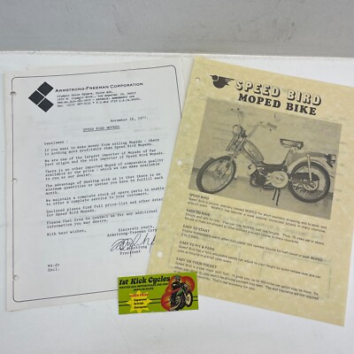 VINTAGE SPEED BIRD MOPED BIKE DEALER LETTER & SALES AD | eBay