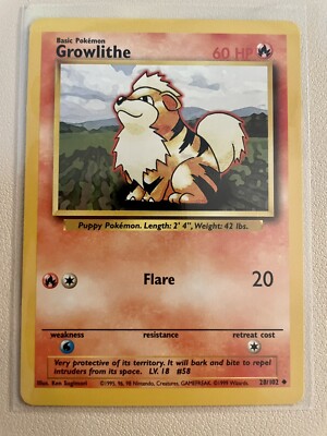 Pokemon TCG Base Set LP Growlithe 28/102 Uncommon | eBay