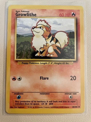 Pokemon TCG Base Set LP Growlithe 28/102 Uncommon | eBay
