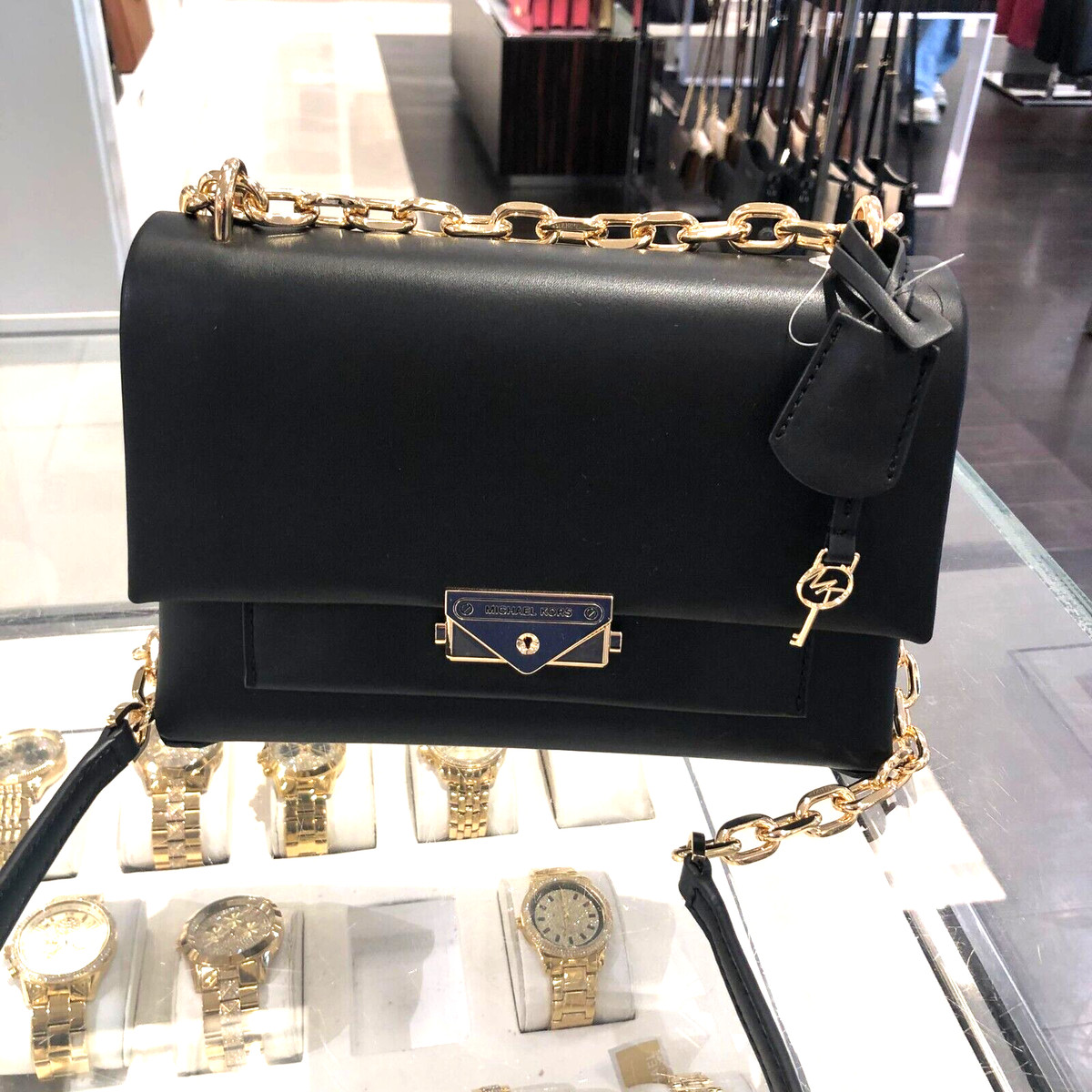 Michael Kors Large Cece Black Leather Clutch Bag Accessories Online ...