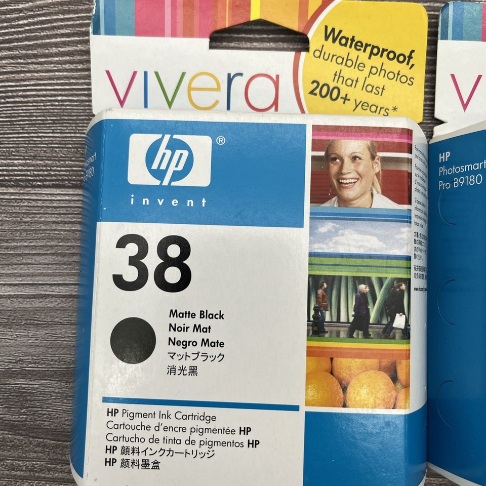 2 LOT HP Vivera Ink Cartridge HP 38 Matte Black C9412A Exp Nov 2008 ...