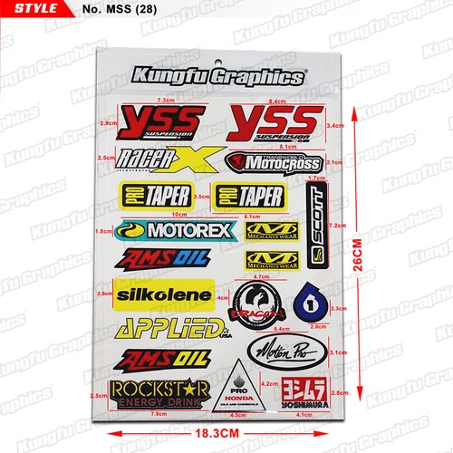 Motocross Sponsor Sticker Kit Vinyl Sheet Race Bike Helmet Fork ...