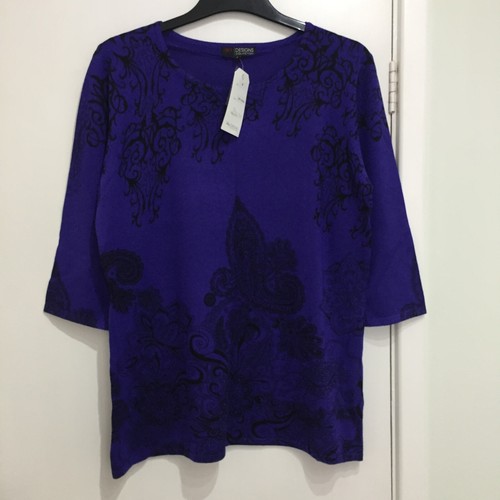 Ladies purple multi scoop neck top by Sky Designs size 4. | eBay