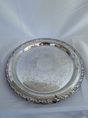 Vintage ONEIDA USA Silver Plated Round Serving Tray Platter Plate | eBay