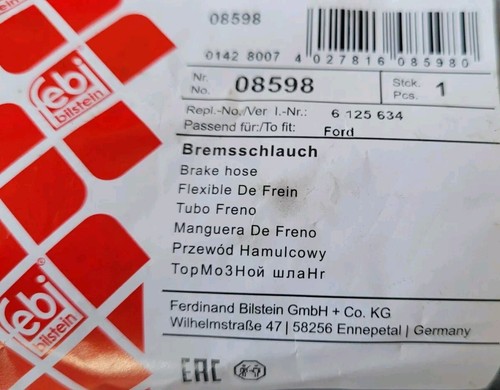 Febi Bilstein 08598 Brake Hose Fits Ford Mazda | eBay UK